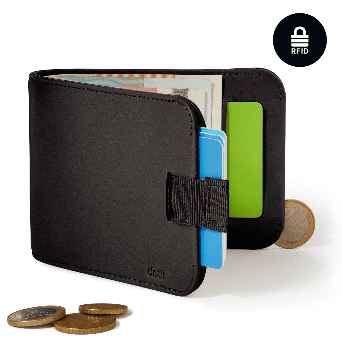 Wally CoinFold - Slim, Secure Leather Travel Wallet | Distil Union